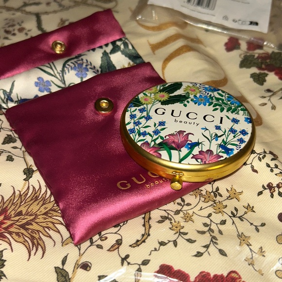 Gucci | Accessories | Gucci Floral Gold Tone Double Sided Mirror With ...